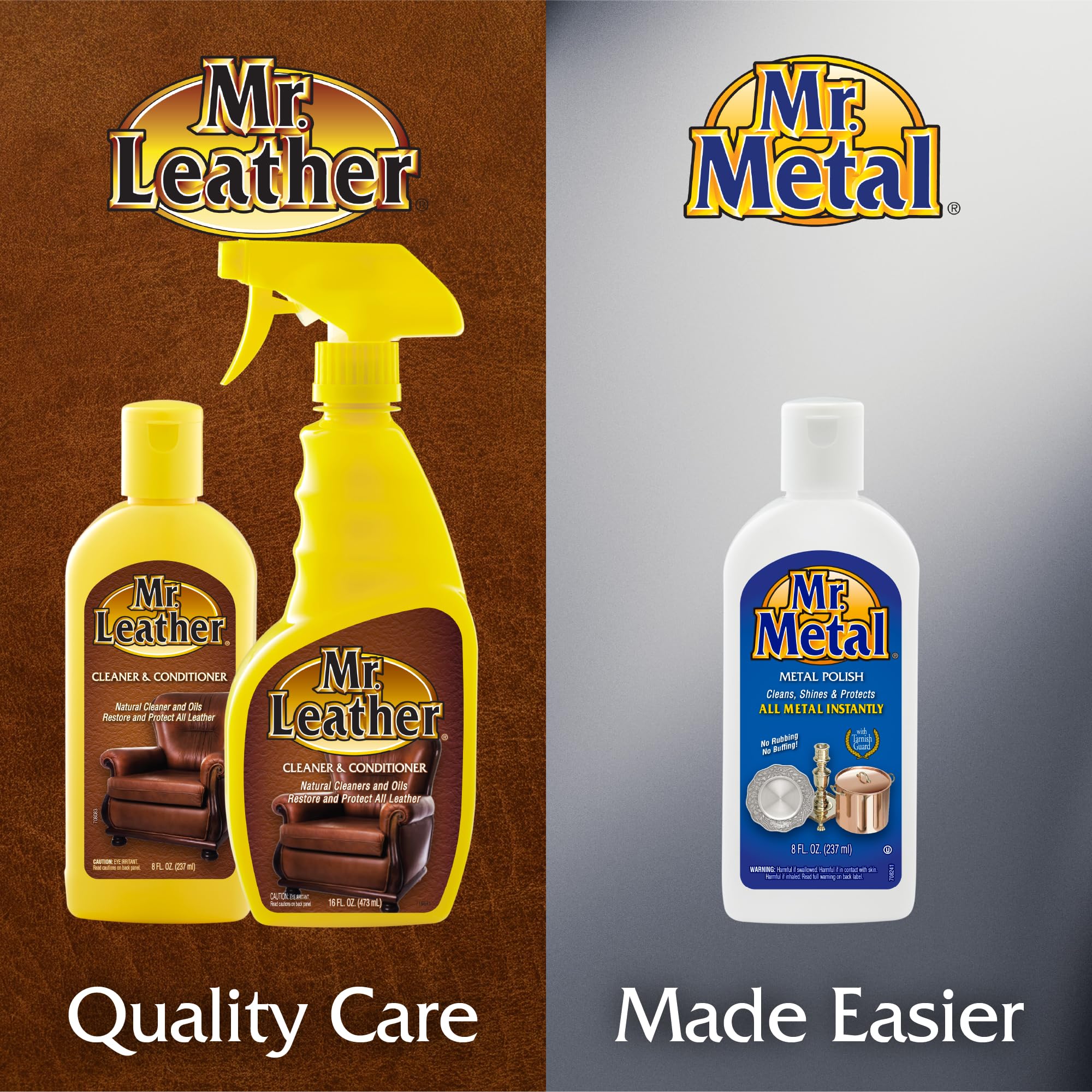 Mr. Leather Cleaner and Conditioner (16 oz) - Safe for All Leather & Vinyl - Hydrate and Shine with Water-Repellent Protection for Couches, Car Interior, Shoes, and Bags