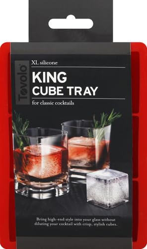 Tovolo, Large King Craft Ice Mold Freezer Tray of 2" Cubes, BPA-Free Silicone, Single, Candy Apple