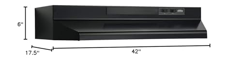 Broan-NuTone F404223 Exhaust Fan for Under Cabinet Two-Speed Four-Way Range Hood, 42-Inch, Black