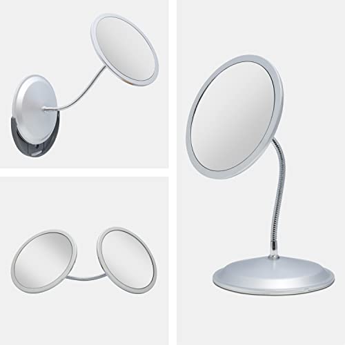 Double Vision™ Gooseneck Vanity/Wall Mount Mirror 5X/10X Magnification, Made in the USA