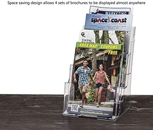 Marketing Holders 6" Wide Bi Fold Organizer Display 4 Tier Brochure Stand Literature Rack Trade Show Expos Countertop Multi Compartment Take One Holder
