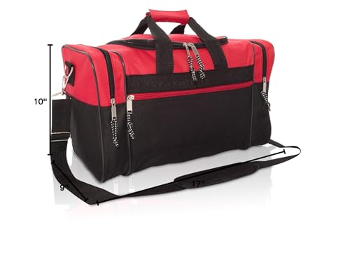 Dalix Blank Duffle Bag Duffel Bag in Black and Red Gym Bag