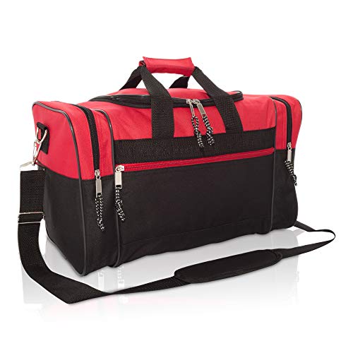 Dalix Blank Duffle Bag Duffel Bag in Black and Red Gym Bag