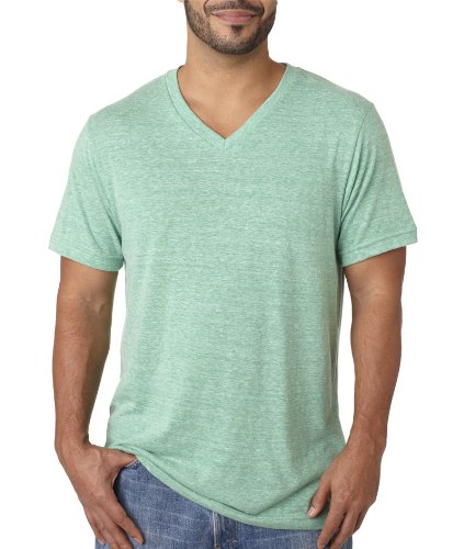BELLA+CANVAS 3415 Unisex Triblend Short Sleeve V-Neck Tee - Green Triblend44; Large