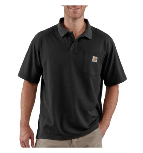 Carhartt Men's Loose Fit Midweight Short-Sleeve Pocket Polo, Black, Large