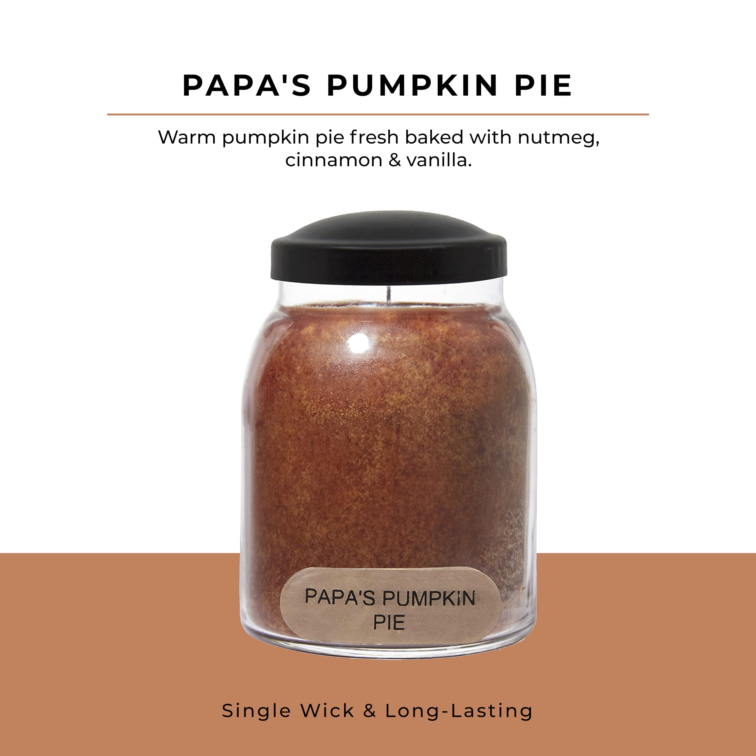 A Cheerful Giver - Papa's Pumpkin Pie Baby Scented Glass Jar Candle (6oz) with Lid & True to Life Fragrance Made in USA