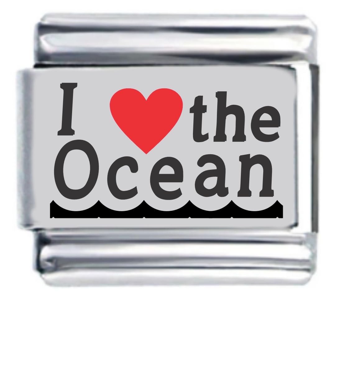 I Heart the Ocean Red Heart Laser Italian Charm