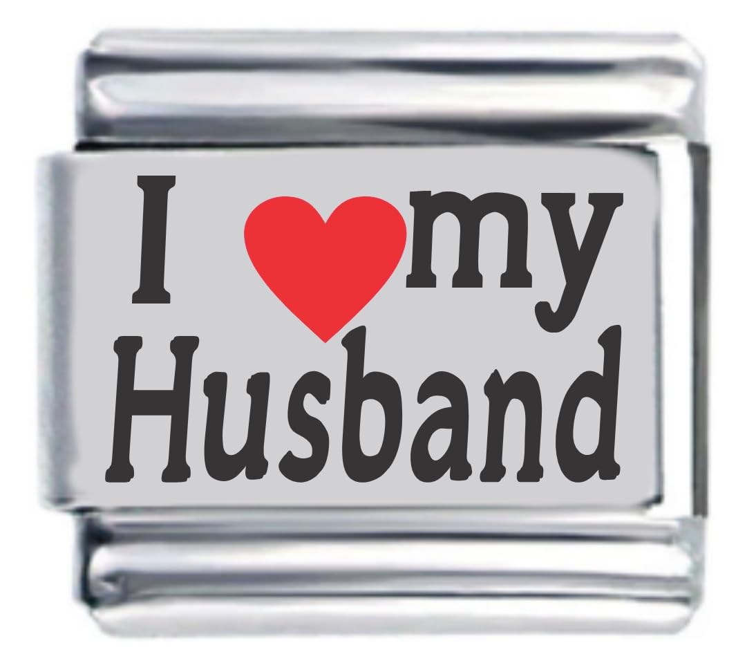 I Heart My Husband Red Heart Laser Italian Charm