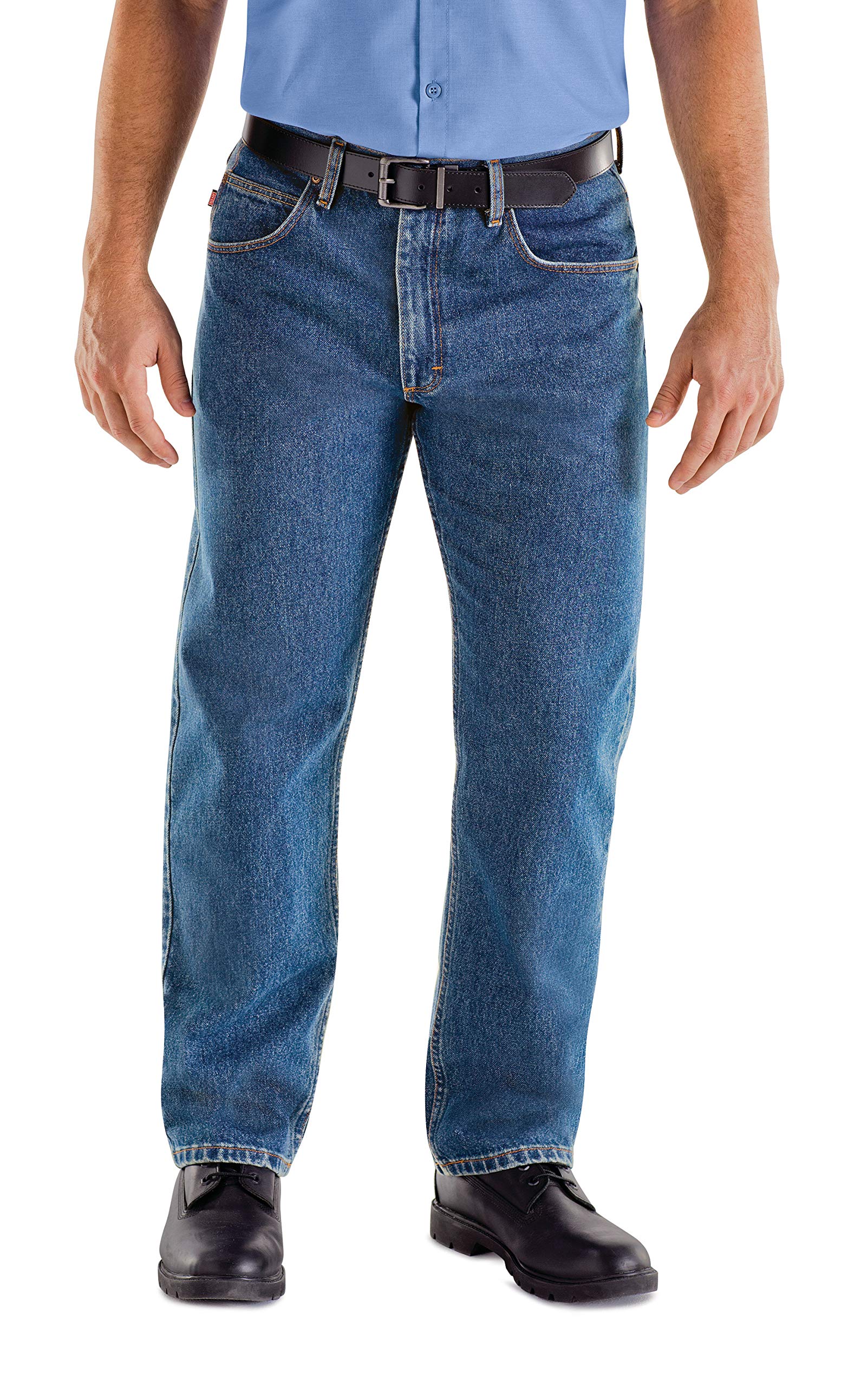 Red Kap Men's Relaxed Fit Jean, Stonewash, 32x32