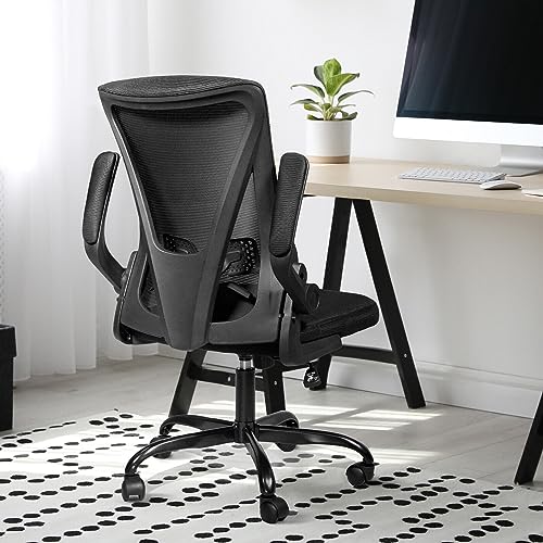 Foldable Executive Mesh Office Chair Ergonomic Swivel Task Computer Desk Chair (Black)