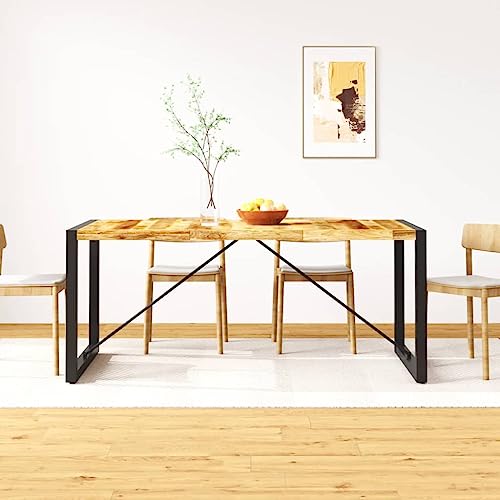 YPWRENH Rectangular Wooden End Table Dining Table Solid Rough Mango Wood 70.9" for Dining Room, Kitchen or Living Room
