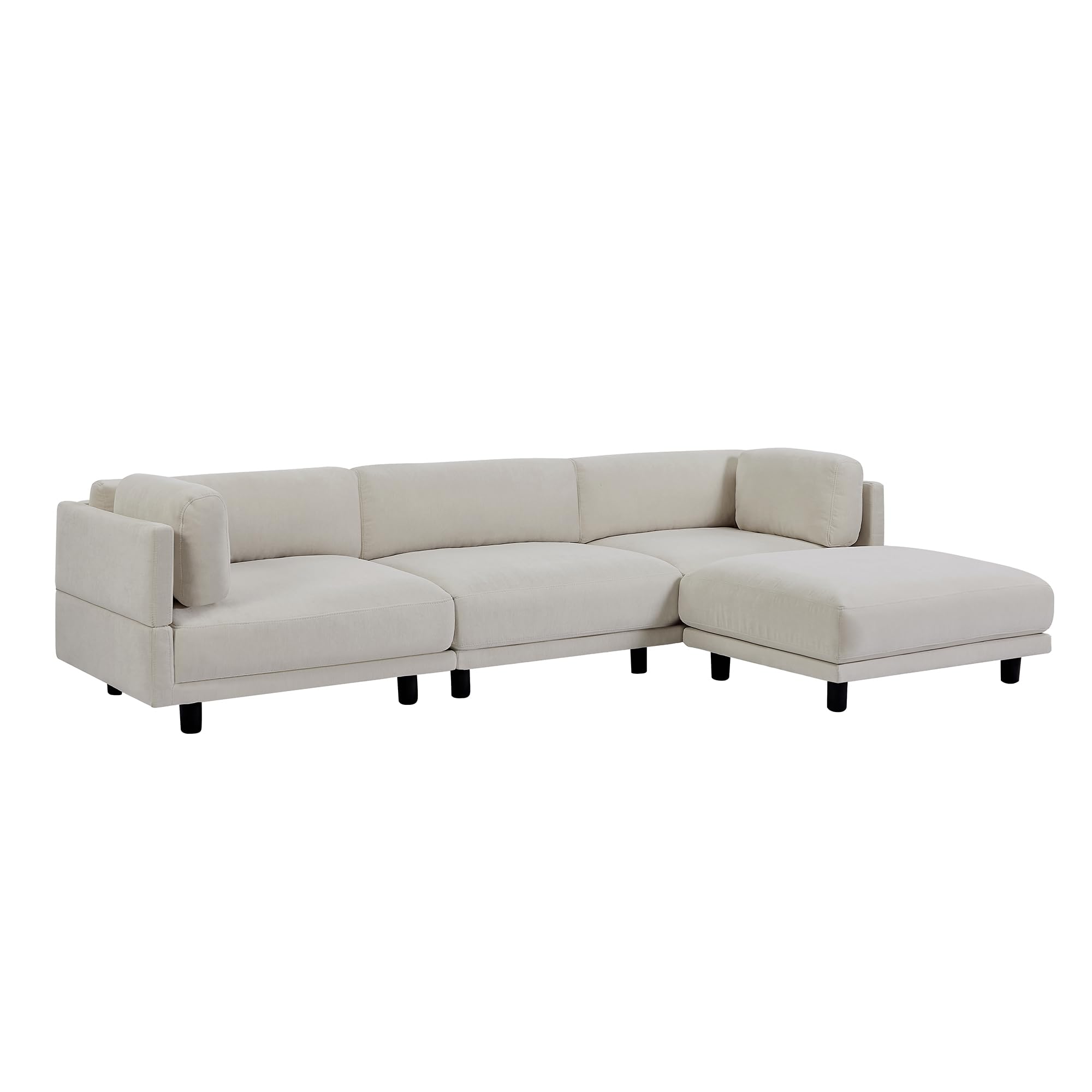 JURMALYN 102" Modern Sectional Sofa Couch with Ottoman for Living Room L Shaped Sofa Couch with Chaise Longue, Convertible Sectional Sofa Upholstered Couch-Beige