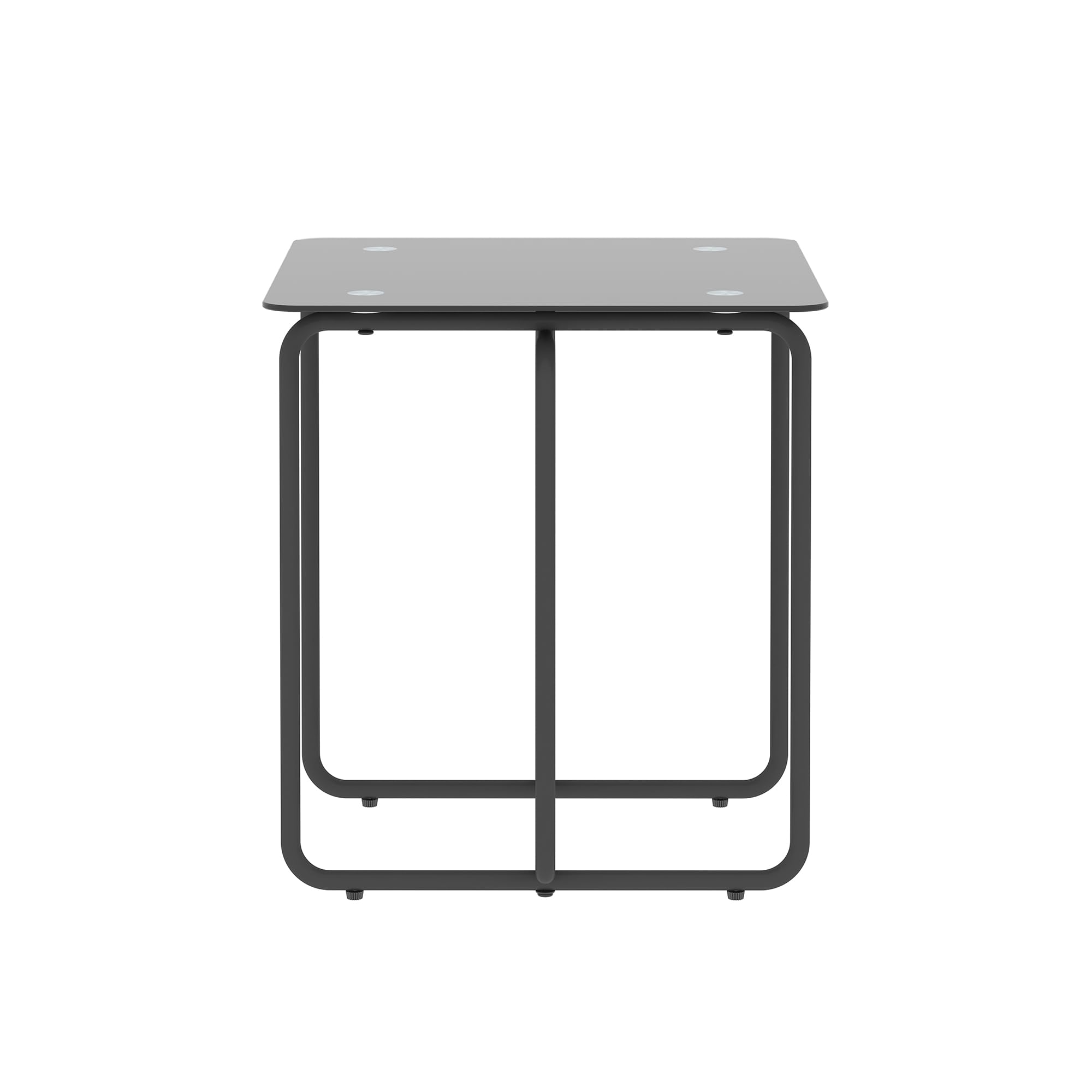 Square Side Table with Tempered Glass Top, Modern End Table with Black Metal Frame, Small Coffee Table Nightstand for Living Room Bedroom. (Black Glass)