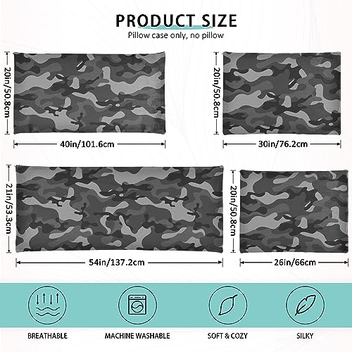 Gray Classic Camouflage Pillow Cases King Size Velvet Pillow Covers Super Soft Decorative Pillowcase with Zipper for Bed Bedroom Sofa Couch Home Decor