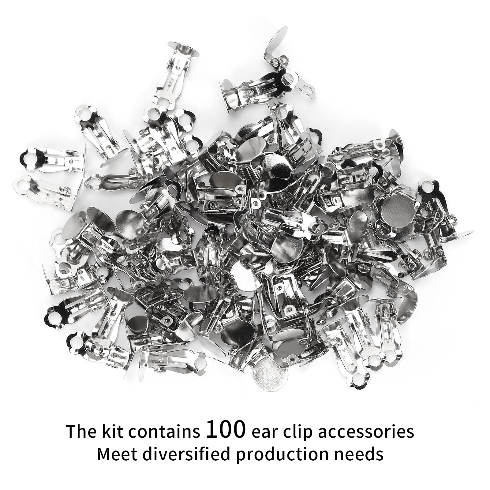 100 Pcs Tray Earring Clips, Flat Back Tray Earring Clips Metal Spring Ear Stud Clips for DIY Earrings Jewelry Making Findings