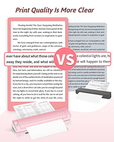 Odaro Pink M08F Letter Portable Printer for Travel with 100 Sheets Continual Thermal Paper 8.5" X 11" Letter Size