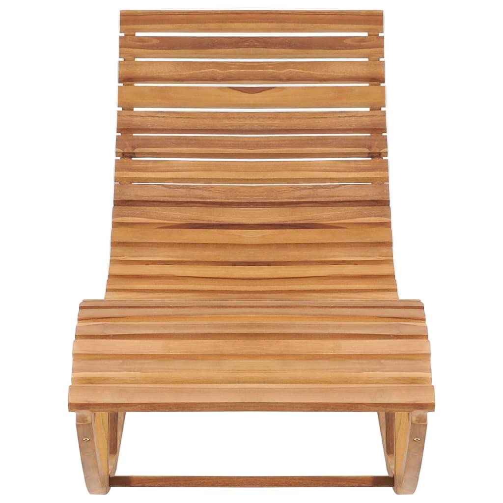 vidaXL Rocking Sun Lounger with Cushion, Outdoor Relaxation Chair, Durable Solid Teak Wood, Fine Sanded Smooth Appearance, Weather-Resistant, Red Check Pattern Cushion, Ideal for Patio/Balcony/Garden