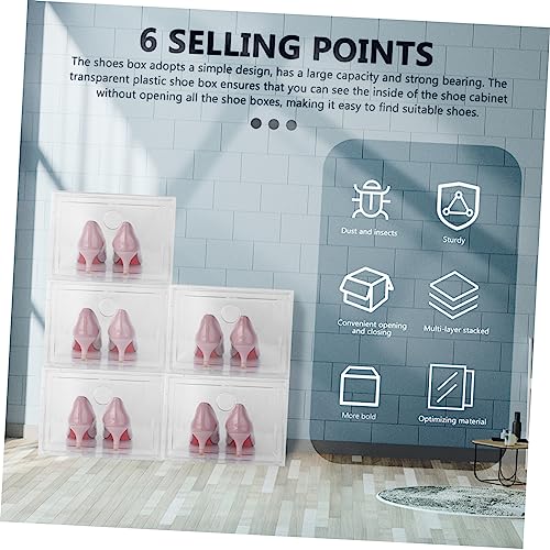 Amosfun 2 pcs plastic transparent shoe box underwear drawer cabinet drawer storage drawers stackable shoe case bins shoes organizer for closet clothes Simple Shoes Case Creative Shoes Case