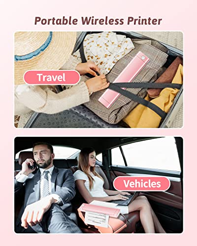 Odaro Pink M08F Letter Portable Printer for Travel with 100 Sheets Continual Thermal Paper 8.5" X 11" Letter Size