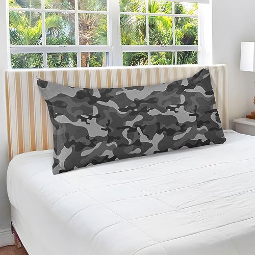 Gray Classic Camouflage Pillow Cases King Size Velvet Pillow Covers Super Soft Decorative Pillowcase with Zipper for Bed Bedroom Sofa Couch Home Decor