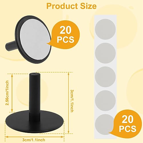 20 Pcs Duck Plug, Self-Adhesive Rubber Duck Mount, Black Rubber Duck Holder with Double-Sided Round Stickers, Rubber Duck Holder for Dashboard Display Duck Lovers (Excluding Rubber Duck)