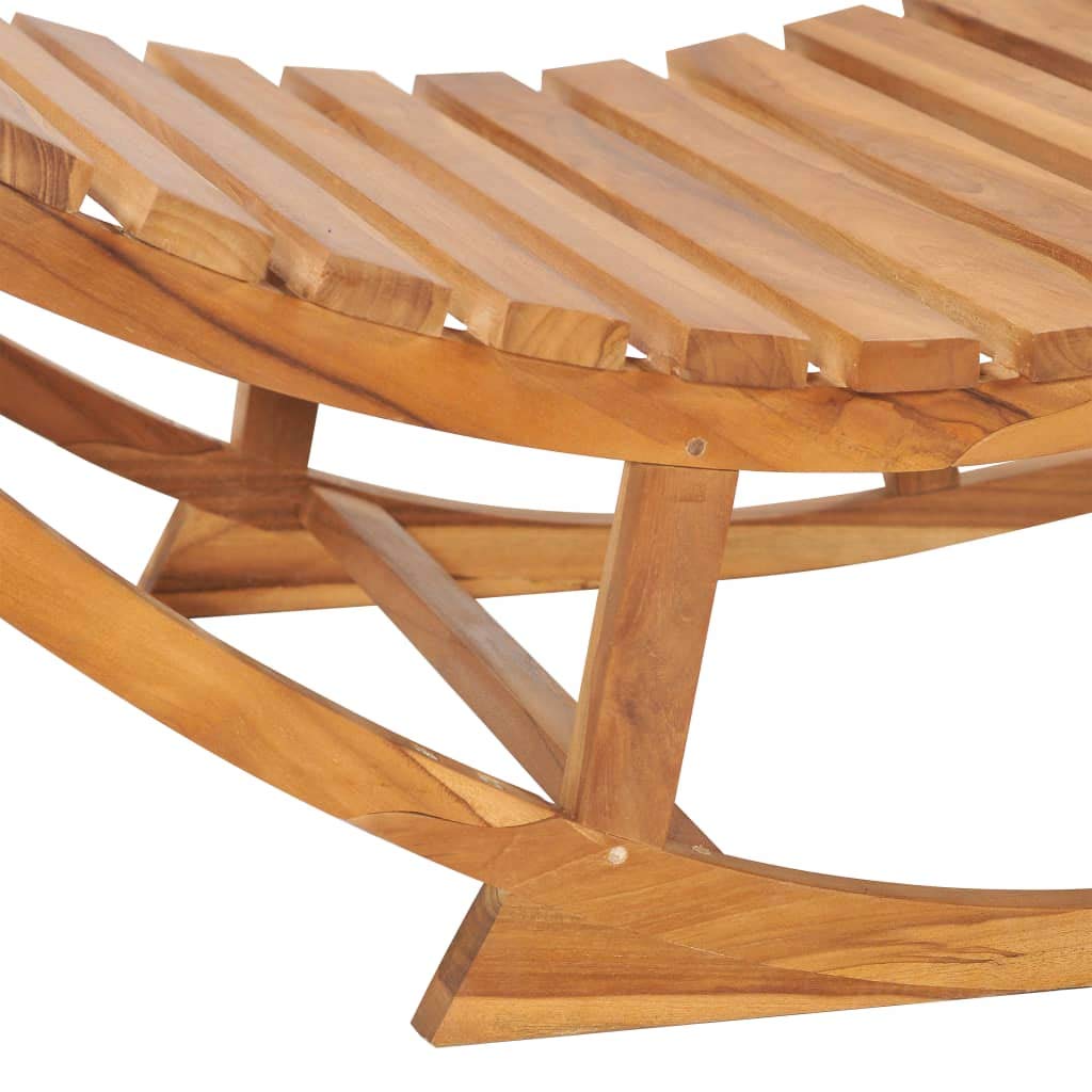 vidaXL Rocking Sun Lounger with Cushion, Outdoor Relaxation Chair, Durable Solid Teak Wood, Fine Sanded Smooth Appearance, Weather-Resistant, Red Check Pattern Cushion, Ideal for Patio/Balcony/Garden