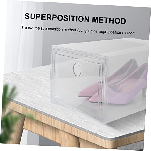 Amosfun 2 pcs plastic transparent shoe box underwear drawer cabinet drawer storage drawers stackable shoe case bins shoes organizer for closet clothes Simple Shoes Case Creative Shoes Case