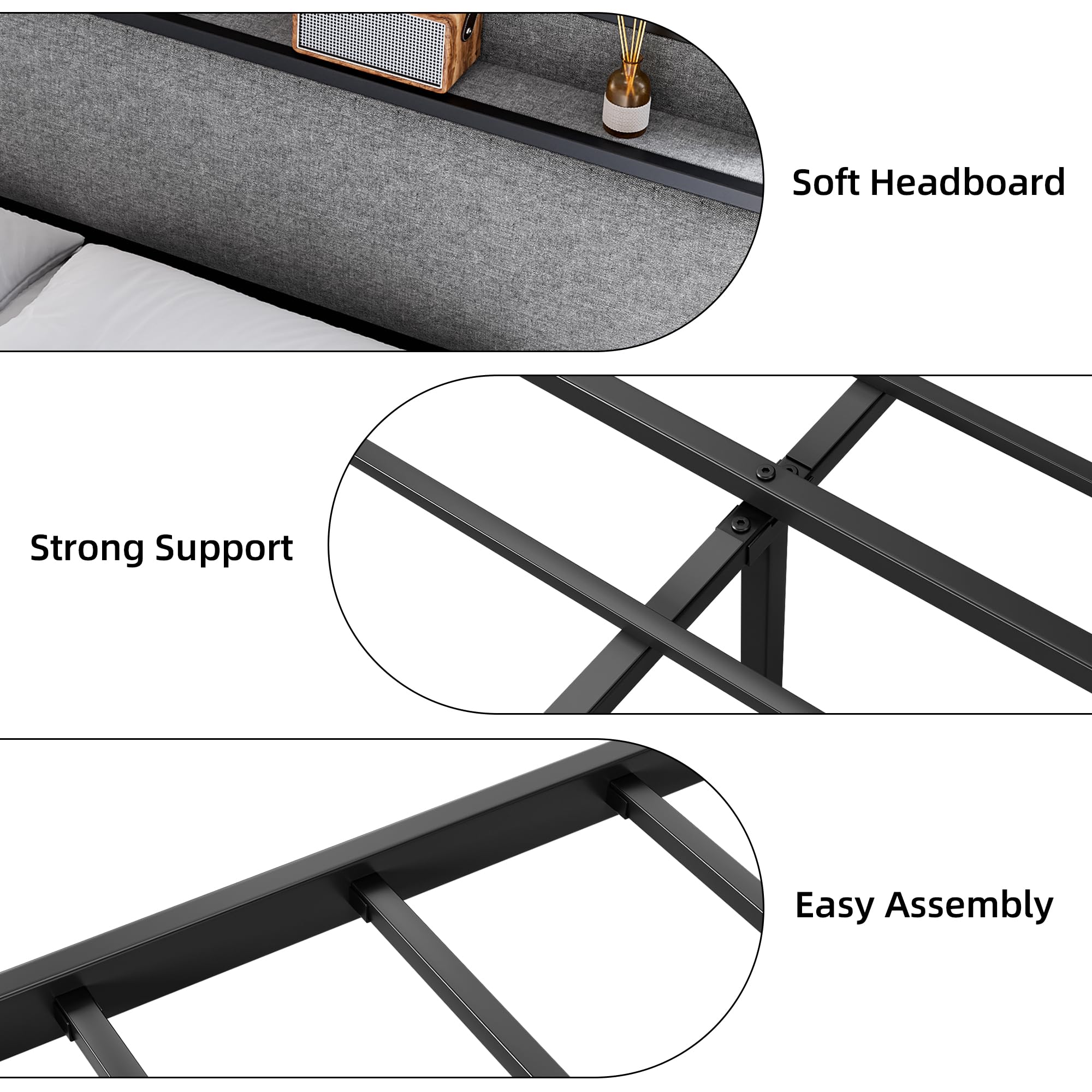 GAOMON Full Size Bed Frame with Headboard and Storage, Drawers Platform Bed Frames with Outlets, Sturdy, Noiseless, No Box Spring Needed, Easy Assembly