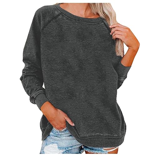 ChicCrate Oversized Sweatshirt for Women Crewneck Y2K Hoodie Cotton Long Sleeve Shirts Dressy Casual Blouses Trendy Sweater Pullover Basic Going Out Tops Fall Clothes My Orders(A-Gray,3X-Large)