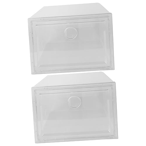 Amosfun 2 pcs plastic transparent shoe box underwear drawer cabinet drawer storage drawers stackable shoe case bins shoes organizer for closet clothes Simple Shoes Case Creative Shoes Case