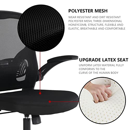 Home Office Desk Chair Set of 8 Ergonomic Office Chair with Rocking Lock Mesh Office Chair Black Computer Desk Chair Adjustable Height Swivel Chair