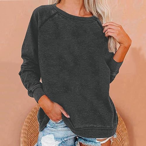 ChicCrate Oversized Sweatshirt for Women Crewneck Y2K Hoodie Cotton Long Sleeve Shirts Dressy Casual Blouses Trendy Sweater Pullover Basic Going Out Tops Fall Clothes My Orders(A-Gray,3X-Large)