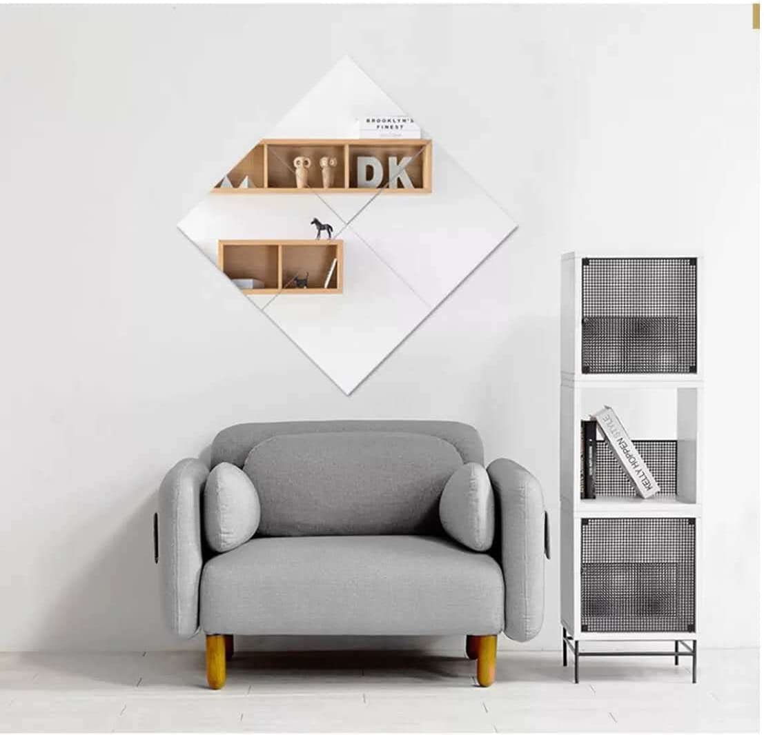 OBIOZZ Bedroom Floor Standing Mirror 11.8 Inch Full Length Mirror with Acrylic 4Pcs Frameless Wall-Mounted Mirror Hanging Door Mirror for Makeup Mirror Vanity Bedroom, Living Room