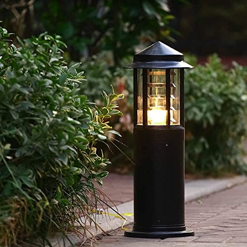 Black E27 Acrylic Lampshade Lawn Garden Outdoor Floor Lamp IP42 Waterproof Aluminum Metal Courtyard Community Column Street Light Path Courtyard Villa Park Landscape Pillar Post Lamp