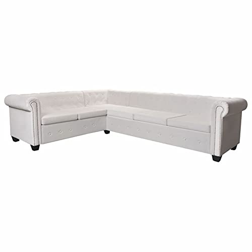 MAXCBD Love Seats 2-Seater Furniture Sofa Couch Loveseat Corner Sofa 6-Seater White Faux Leather for Living Room
