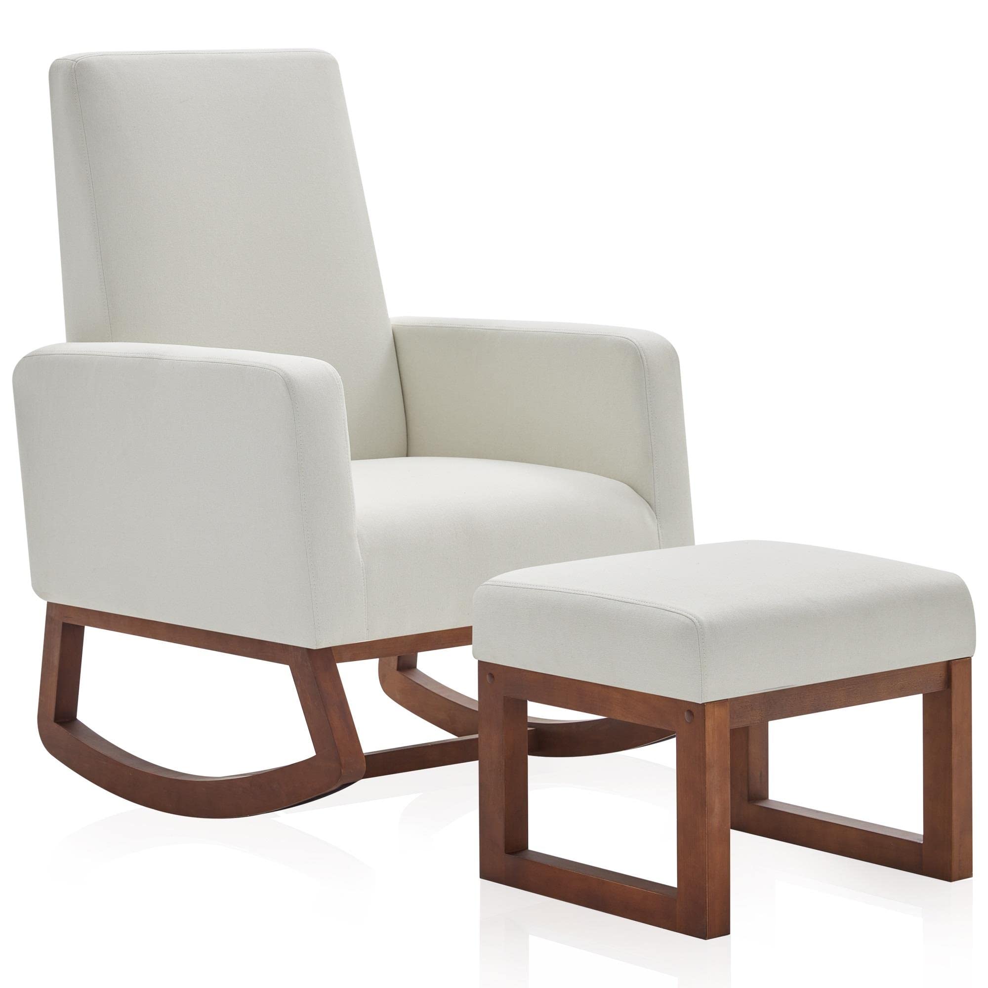 VBSQ Rocking Chair Upholstered Fabric/Faux Leather High Back Armchair W/Ottoman Slirr Chair Rocking Chair Rocker Chair Rocker Camp Chair Rocker Recliner Rocking Camp Chair Rocking Chairs