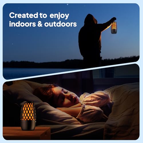 Outdoor Speakers, Gift for Men, Multi-Sync Bluetooth Wireless Speaker with Flame Lights, Built-in DSP HD Stereo Sound, Cool Tech Gadgets for Him, IPX5 Waterproof for Hot Tub|Outside|Patio|Porch