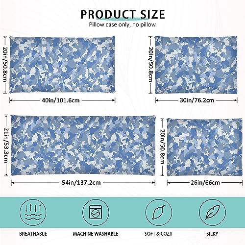 Blue Navy Camo Pillow Cases King Size Breathable Skin-Friendly Velvet Pillow Covers Soft Cozy Pillowcase for Bed Bedroom Sofa Couch Home Decor