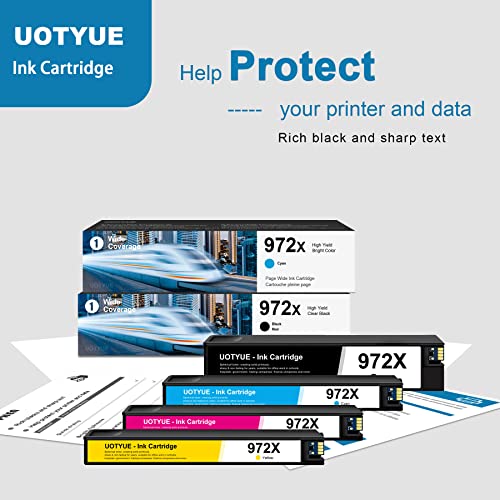 972X Color and Black High Yield Toner Set (4Pack,Black/Cyan/Magenta/Yellow) - UOTYE 972X Ink Cartridges Replacement for HP PageWide Pro 477dw 577dw 452dw 477dn 452dn 577z 552dw 377dw P55250dw Printer