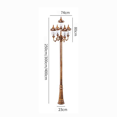 Retro Aluminum Pole Light 5 LED Post Light Outdoor Die-cast Light High Pole Courtyard Lamp European Garden Villa Community Street Lamp Lighting Waterproof Landscape Lamp