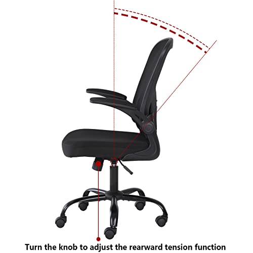 Home Office Desk Chair Set of 8 Ergonomic Office Chair with Rocking Lock Mesh Office Chair Black Computer Desk Chair Adjustable Height Swivel Chair