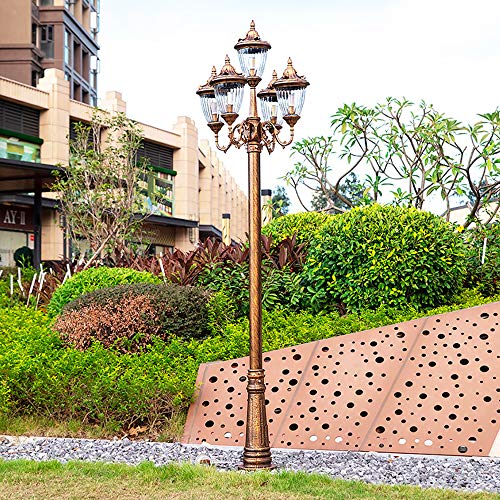 Retro Aluminum Pole Light 5 LED Post Light Outdoor Die-cast Light High Pole Courtyard Lamp European Garden Villa Community Street Lamp Lighting Waterproof Landscape Lamp
