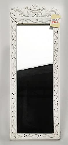 OBIOZZ Bedroom Floor Standing Mirror Elegant White Wall Mirror Wood White, Beautiful Living Room Decorations, Modern Design Full-Length Mirror