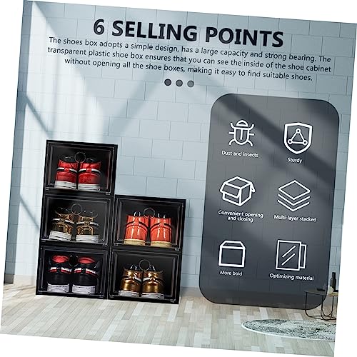 Amosfun 2 Pcs Plastic Transparent Shoe Box Shoes Storage Shoe Storage Shoes Closet Organizer Closet Drawer Divider Front Opening Shoe Holder Sneaker Storage Clothes Stackable Plastic Pp