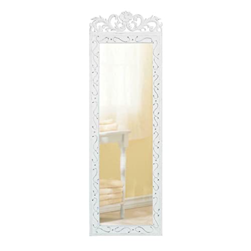 OBIOZZ Bedroom Floor Standing Mirror Elegant White Wall Mirror Wood White, Beautiful Living Room Decorations, Modern Design Full-Length Mirror