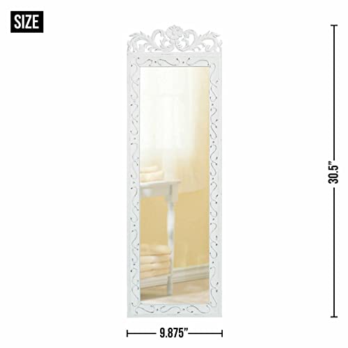 OBIOZZ Bedroom Floor Standing Mirror Elegant White Wall Mirror Wood White, Beautiful Living Room Decorations, Modern Design Full-Length Mirror