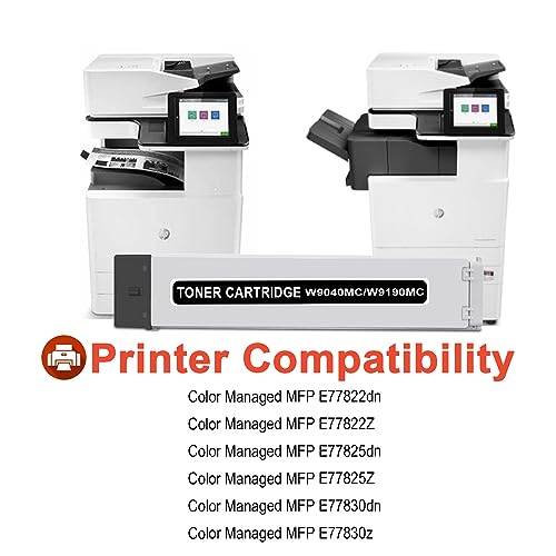 W9040MC Black Toner Cartridge, W9190MC High Capacity Toner Cartridge, Compatible Replacement for Managed MFP E77822dn MFP E77822Z MFP E77825dn MFP E77825Z MFP E77830dn Printer.(1 Pack/ Black )