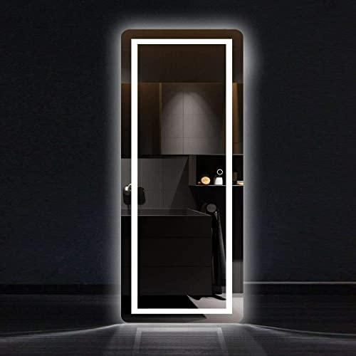 OBIOZZ Bedroom Floor Standing Mirror LED Mirror Full Length Dressing Mirror 65"x22" Large Rectangle Floor Mirror Wall Mirror with Smart Touch Button