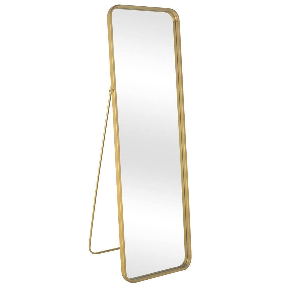 OBIOZZ Floor Mirror, Full Body Mirror Full Length Mirror Standing Gold Rounded Frame with Floor Stand Wrought Iron Full- Body Length Mirror Dressing Mirror for Bedroom Living Room