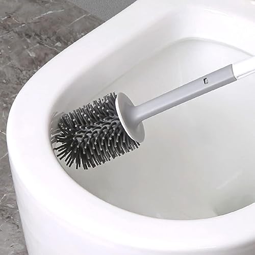 Silicone Toilet Brush Wall Mounted Floor Toilet Bowl Brush Plastic Long Handle Toilet Cleaner Brush and Holder Set